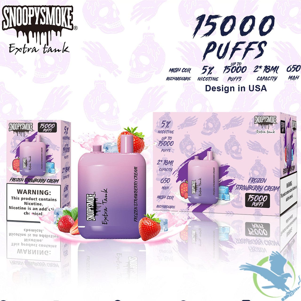 Frozen Strawberry Cream Snoopy Smoke Disposable Vape|$15.99