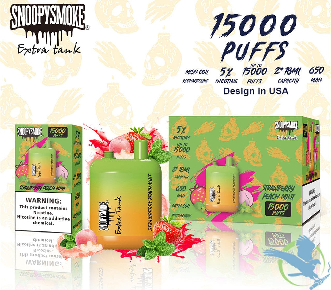 Strawberry Peach Mint Snoopy Smoke Disposable Vape|$15.99